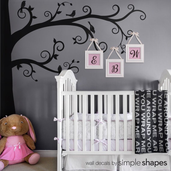 Corner Tree Wall Decal Swirly Branch Tree Decal Nursery Tree | Etsy