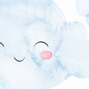 Watercolor Clouds With Heart Rain - Peel and Stick - Wall Stickers - Etsy