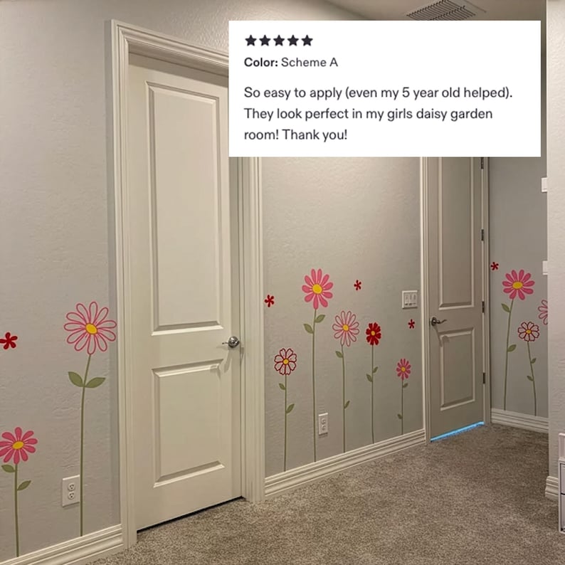 Retro Daisy Flower Wall Decals – Boho Nursery Floral Decor, Wildflower ...