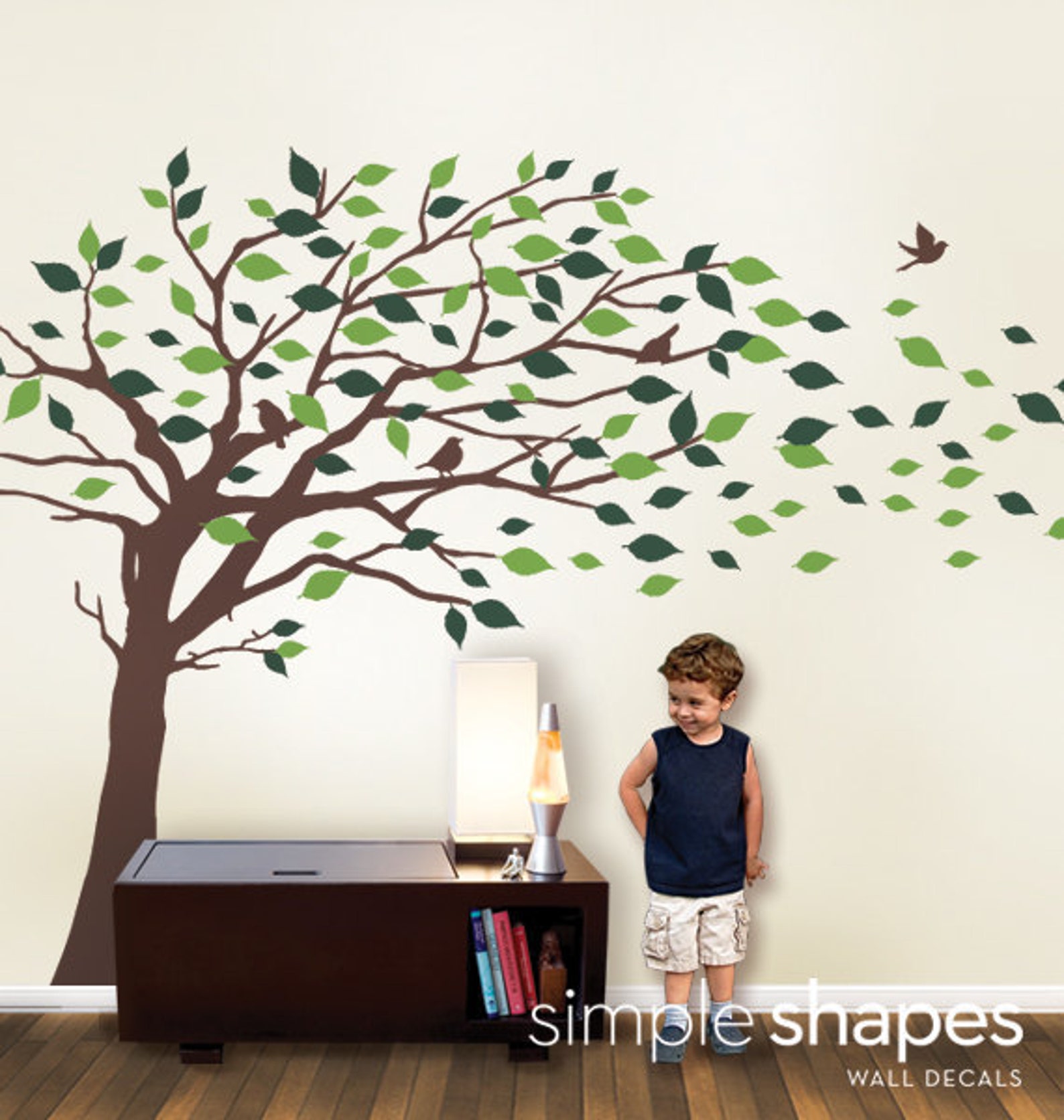 Vinyl Wall Art Decal Sticker Blowing Leaves Tree LARGE - Etsy