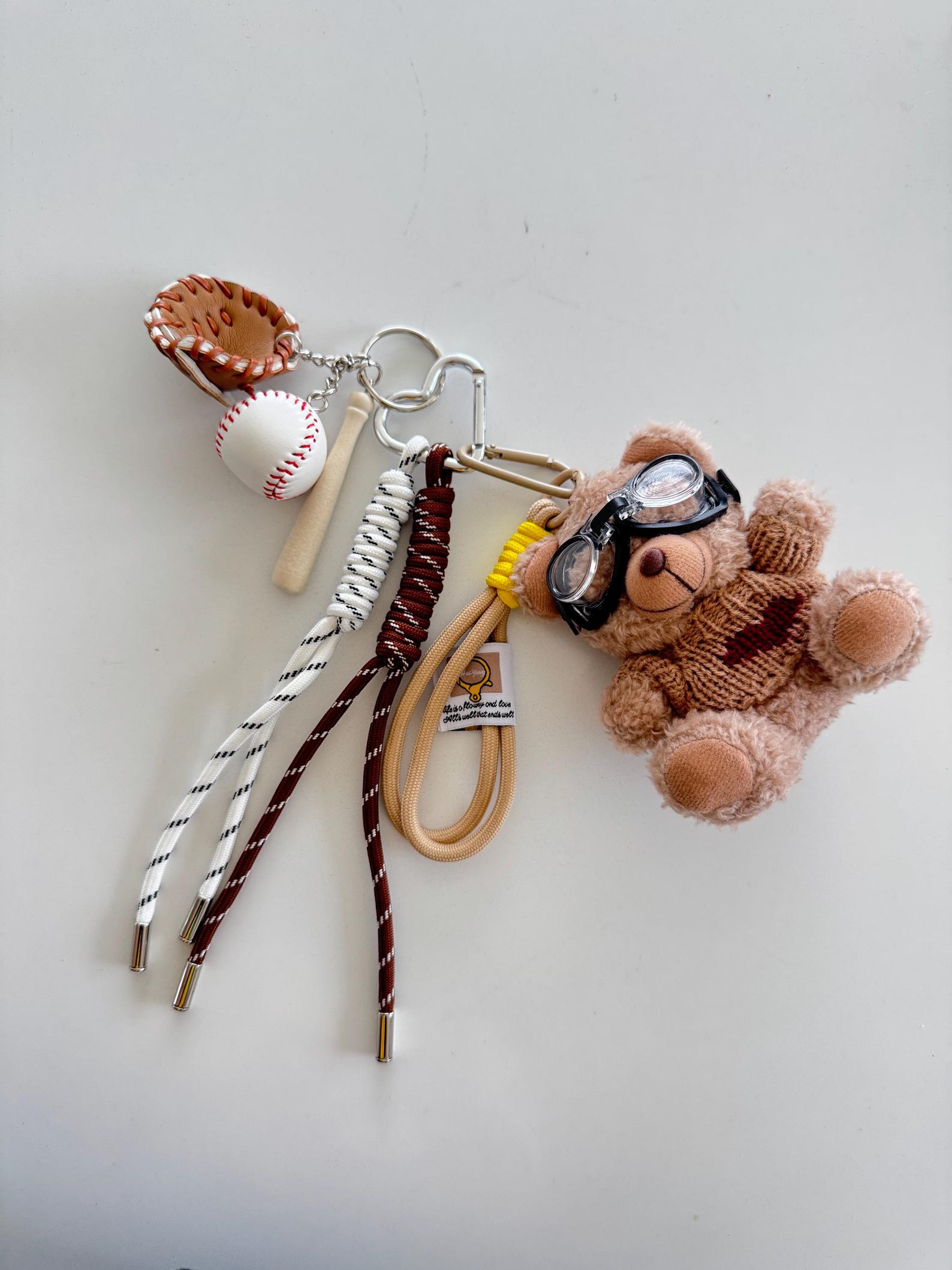 Stylish Teddy Bear With Goggles Baseball Rope Y2K Bag Charms Keychain ...