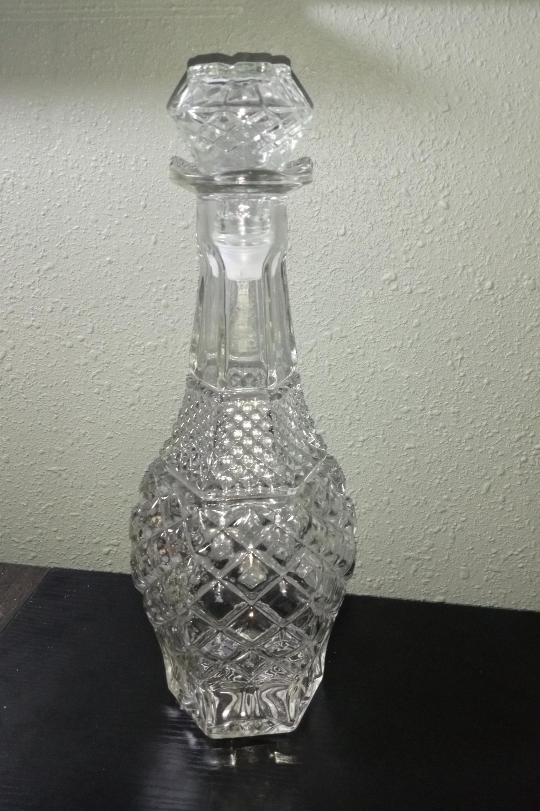 Vtg. Anchor Hocking Wexford Glass Decanter and Stopper 32 Oz Pineapple ...
