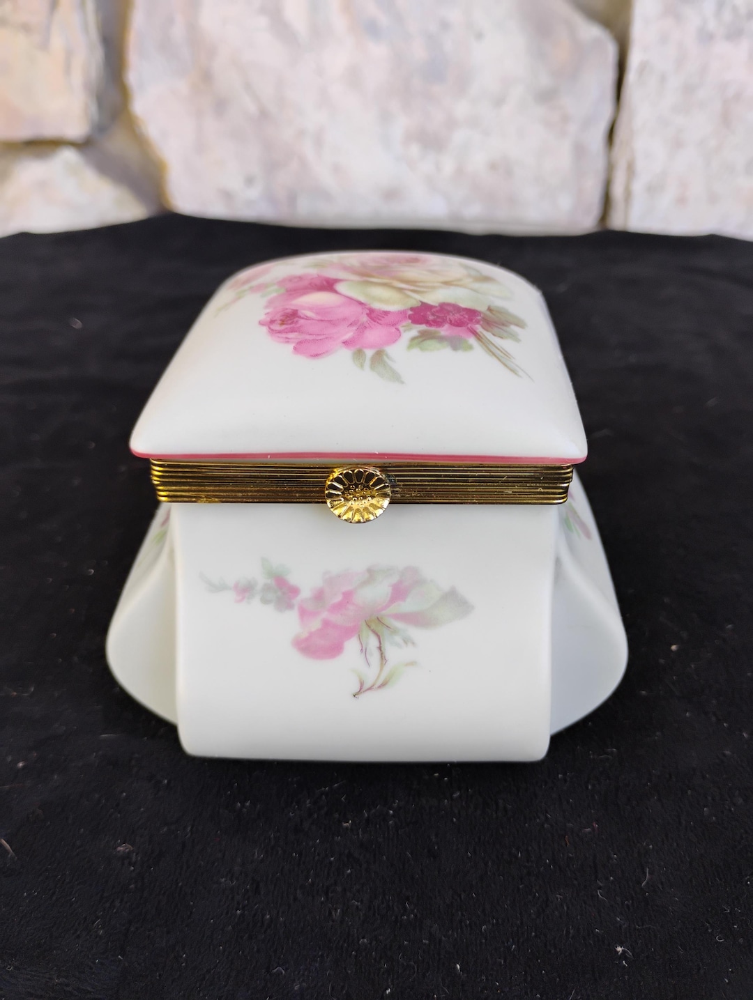 Vintage Schmid Porcelain Music Box Antique Rose 1987 - 3x3.5 - Etsy
