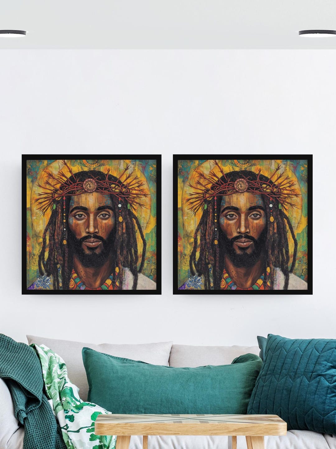 Ethiopian Black Jesus Art, African Christ Wall Decor, Religious ...