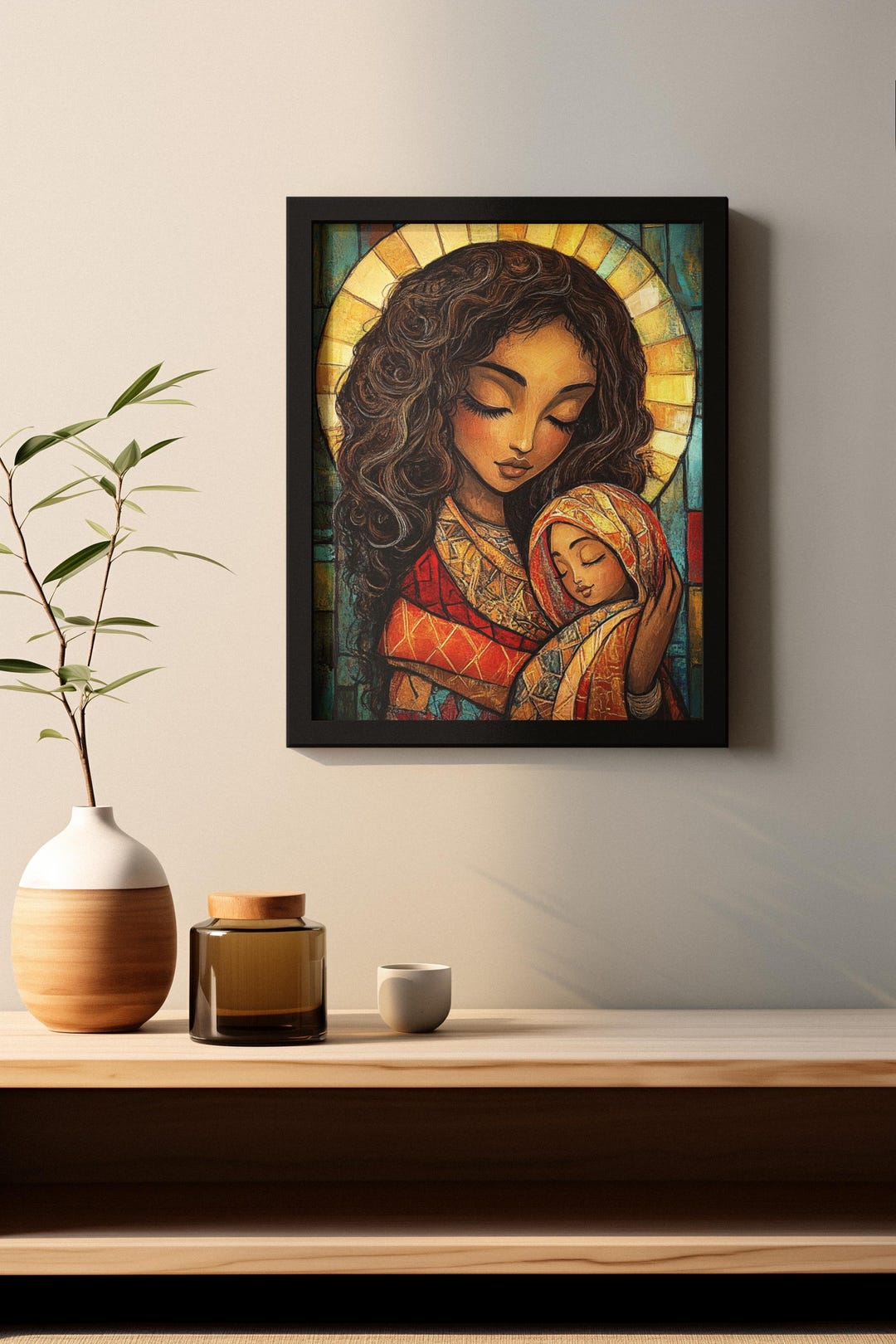 Ethiopian Mother and Child Art, Orthodox Coptic Icon, African Madonna ...