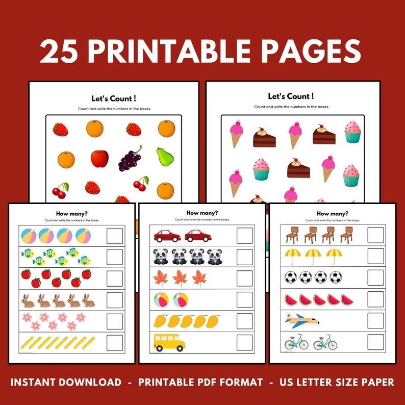 Count Number 1-10 Worksheets, Number Worksheets for Preschool, Numbers ...