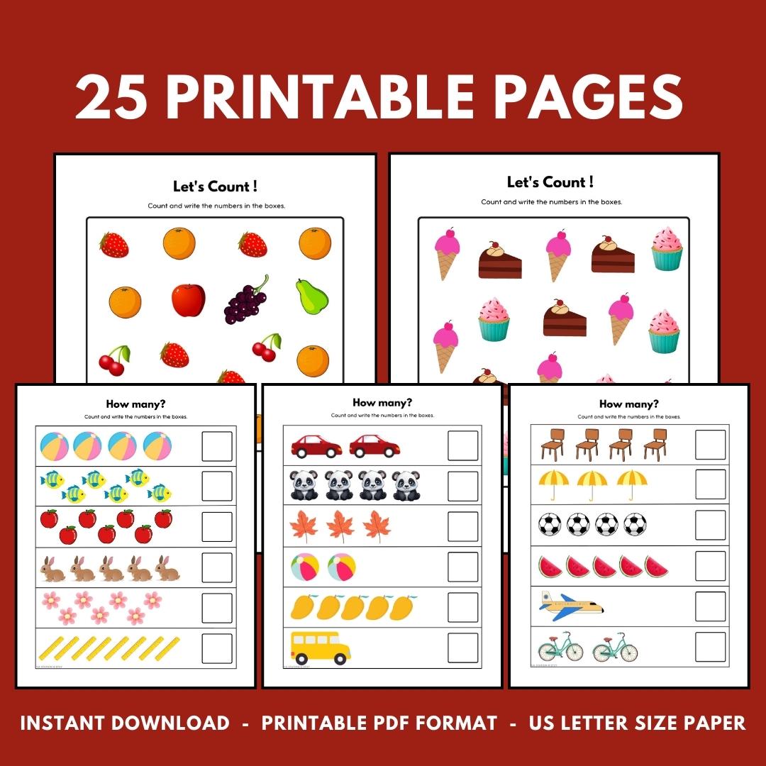 Count Number 1-10 Worksheets, Number Worksheets for Preschool, Numbers ...