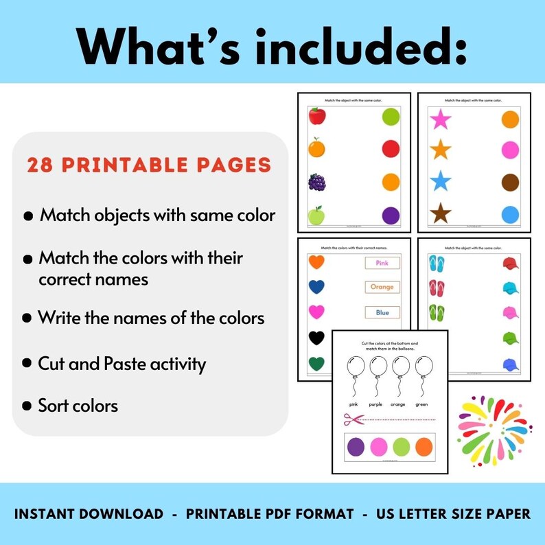 Color Matching Worksheet, Printable Color Matching Worksheets, Color ...