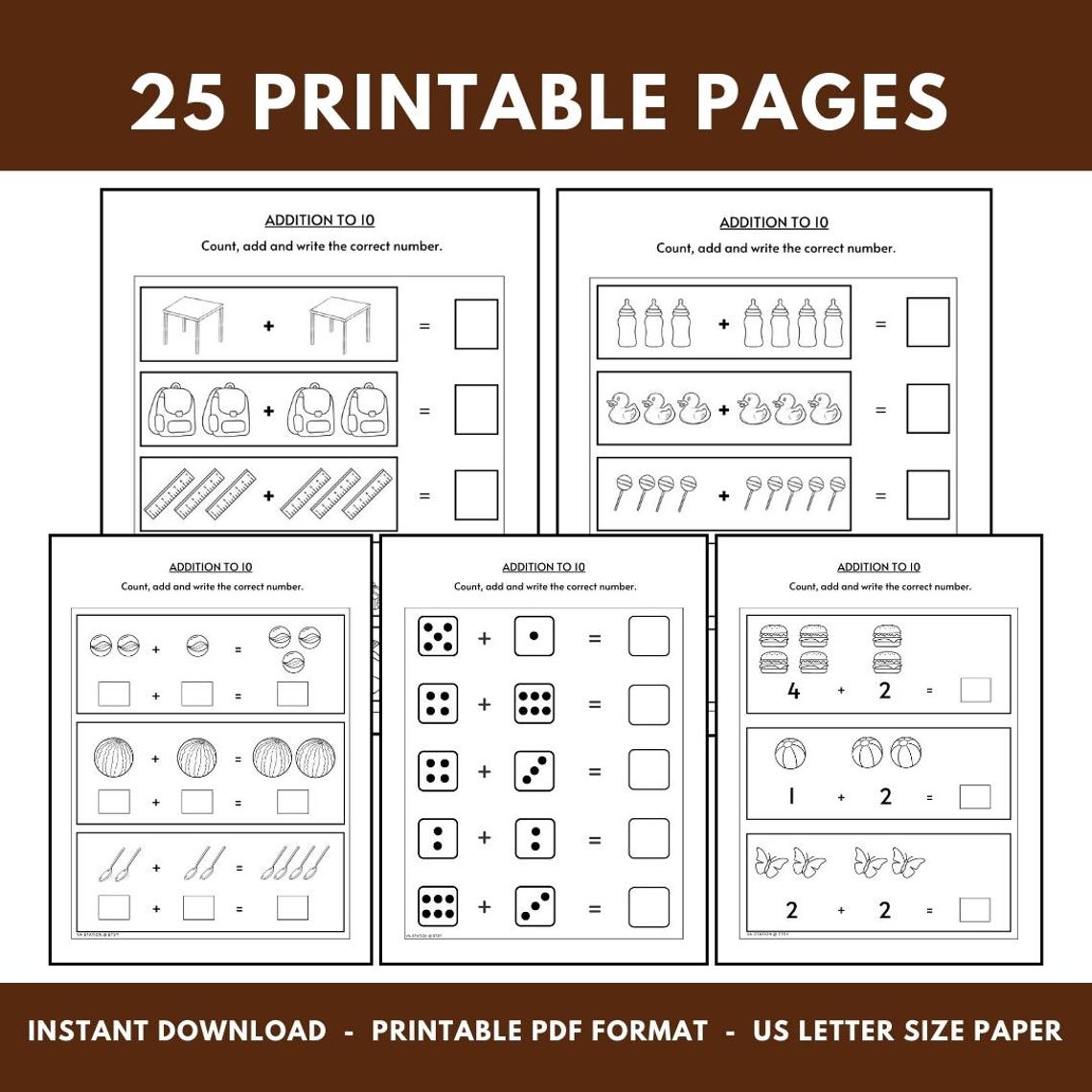 Kindergarten Math Worksheets, Picture Addition, Addition Worksheets ...