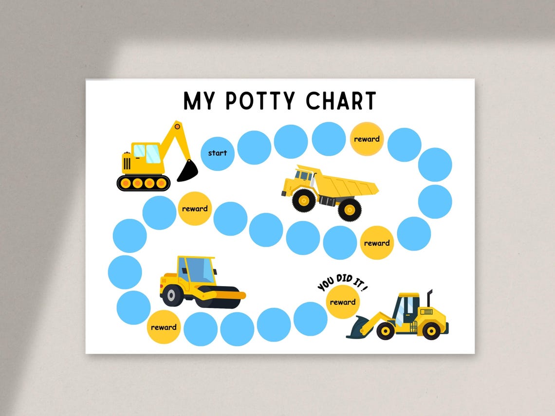 Printable Potty Chart, Construction Potty Chart, Construction Potty ...