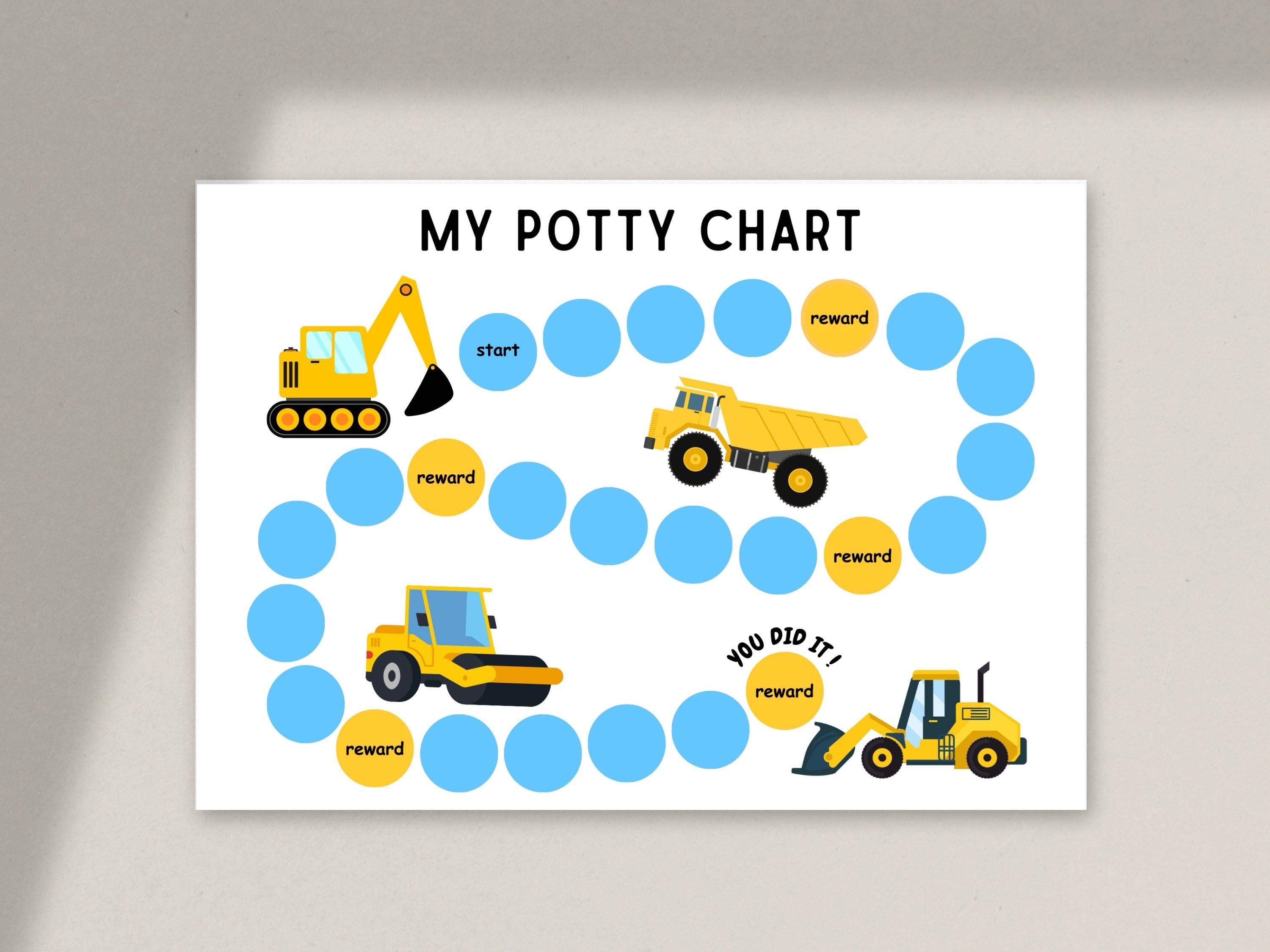 Printable Potty Chart, Construction Potty Chart, Construction Potty ...