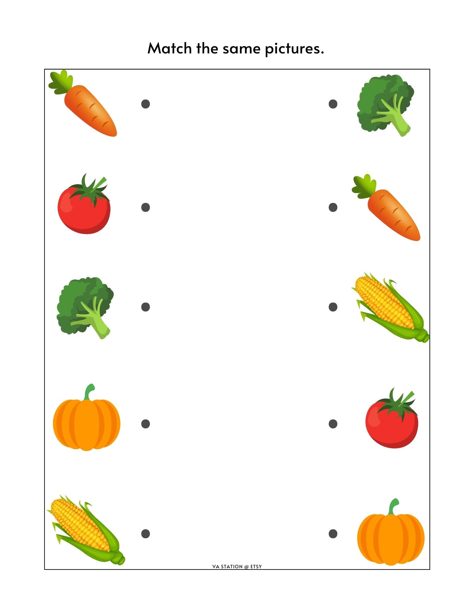 Printable Matching Worksheets, Match the Picture, Kindergarten ...