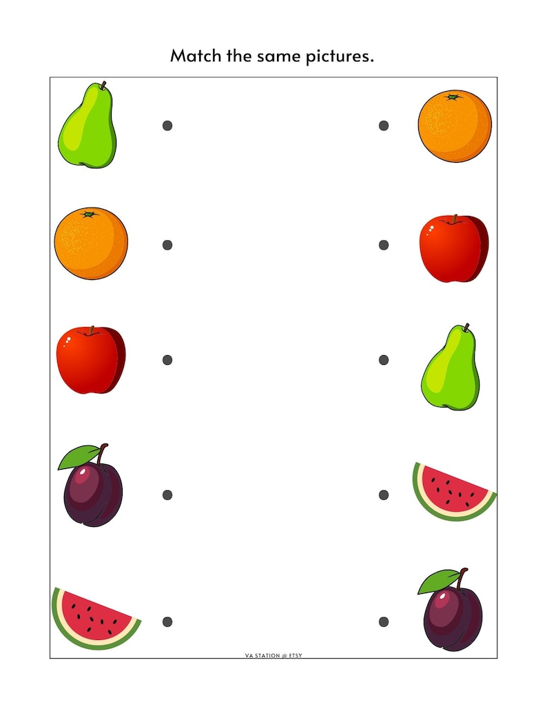 Printable Matching Worksheets, Match the Picture, Kindergarten ...