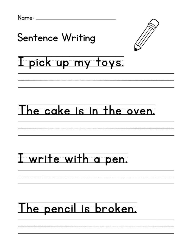 Write the Sentence Worksheets, Printable Sentence Writing Practice ...