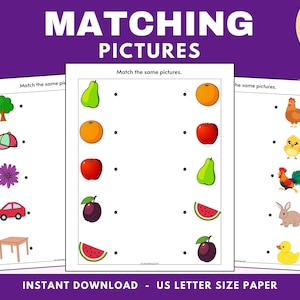 Printable Matching Worksheets, Match the Picture, Kindergarten ...