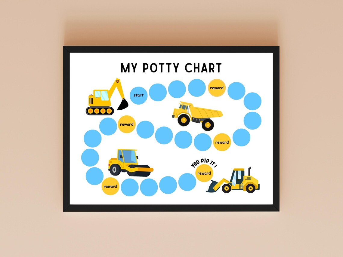 Printable Potty Chart, Construction Potty Chart, Construction Potty ...