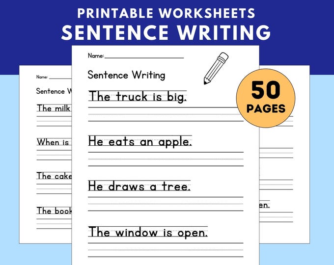 25 Printable Sentence Writing Worksheets, Write the Sentence Worksheets ...
