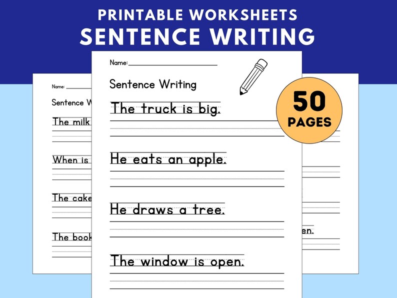 Write the Sentence Worksheets, Printable Sentence Writing Practice ...