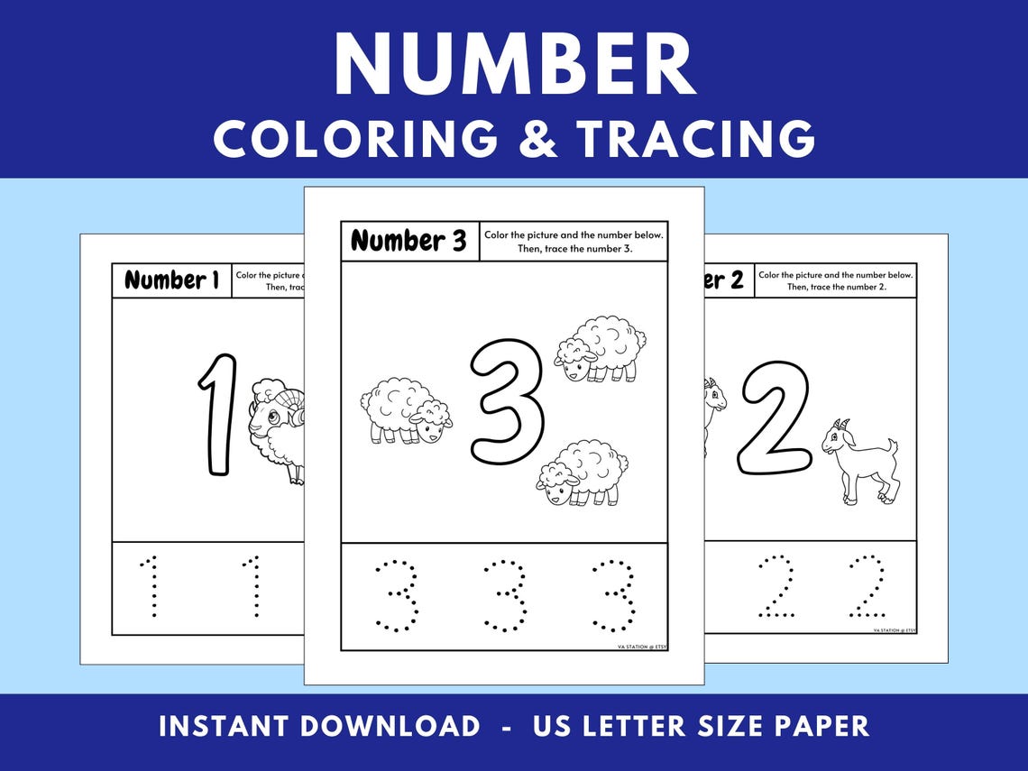 Printable Number Coloring Pages, Number Coloring Worksheet Activity ...