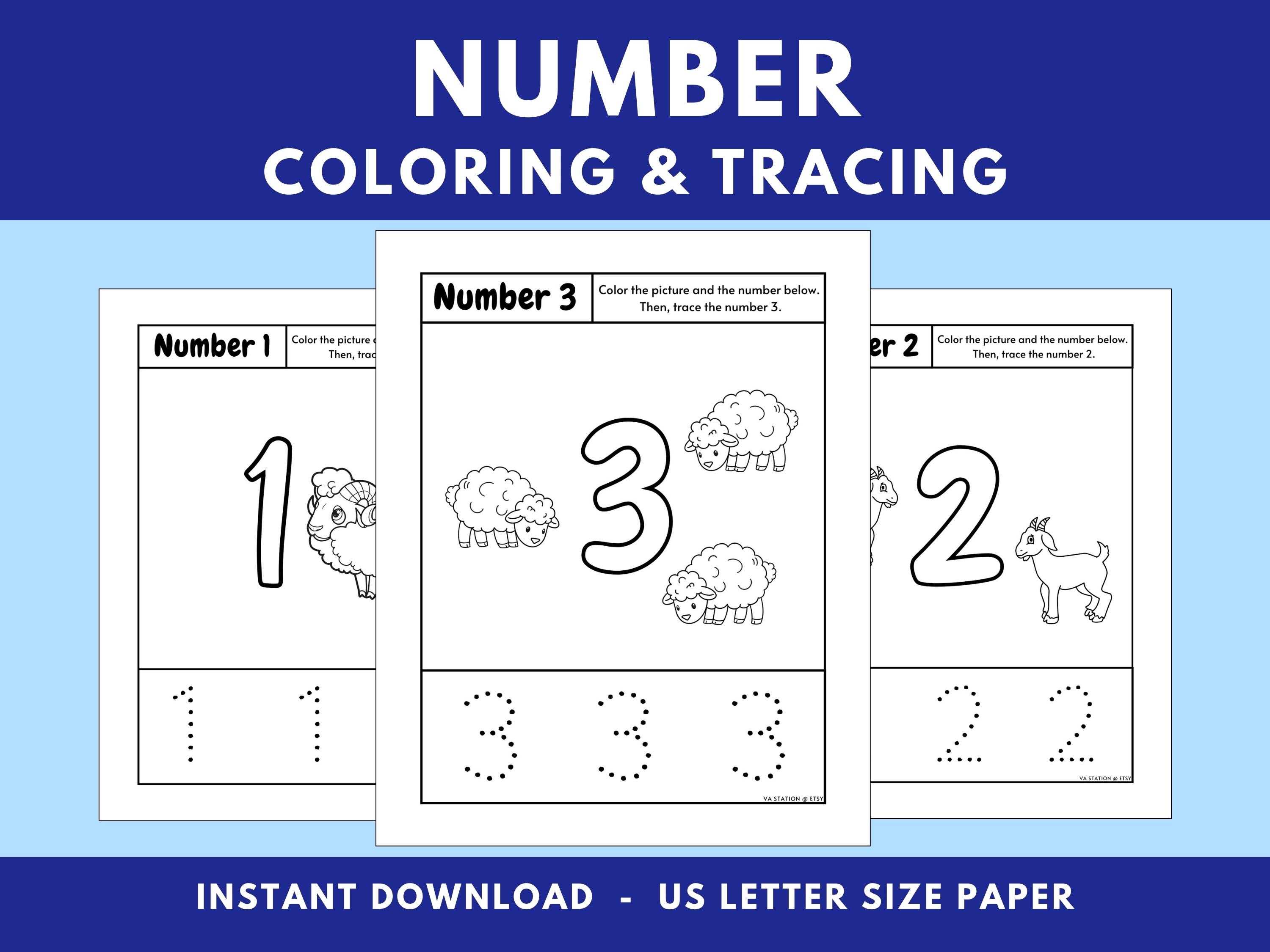 Printable Number Coloring Pages, Number Coloring Worksheet Activity ...