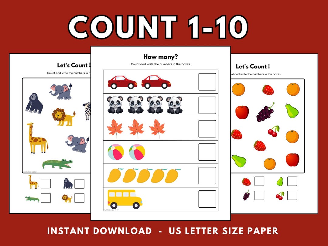 Count Number 1-10 Worksheets, Number Worksheets for Preschool, Numbers ...