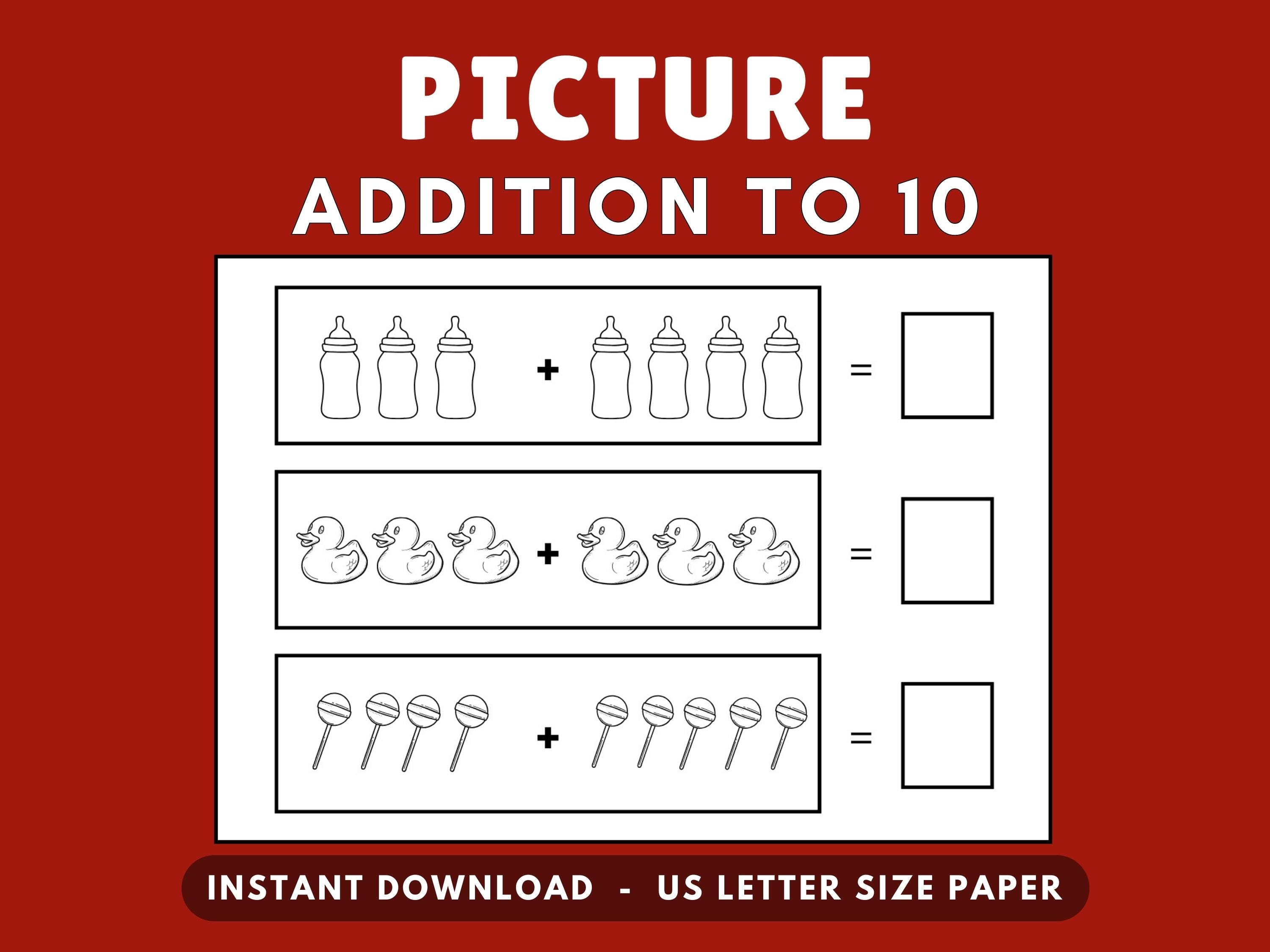 Kindergarten Math Worksheets, Picture Addition, Addition Worksheets ...