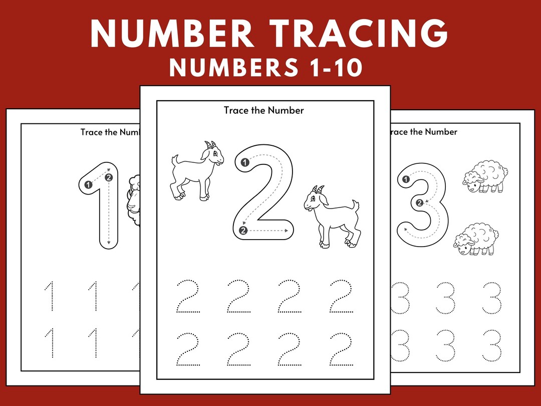1-10 Number Tracing, Preschool Worksheets Printable, Kindergarten ...