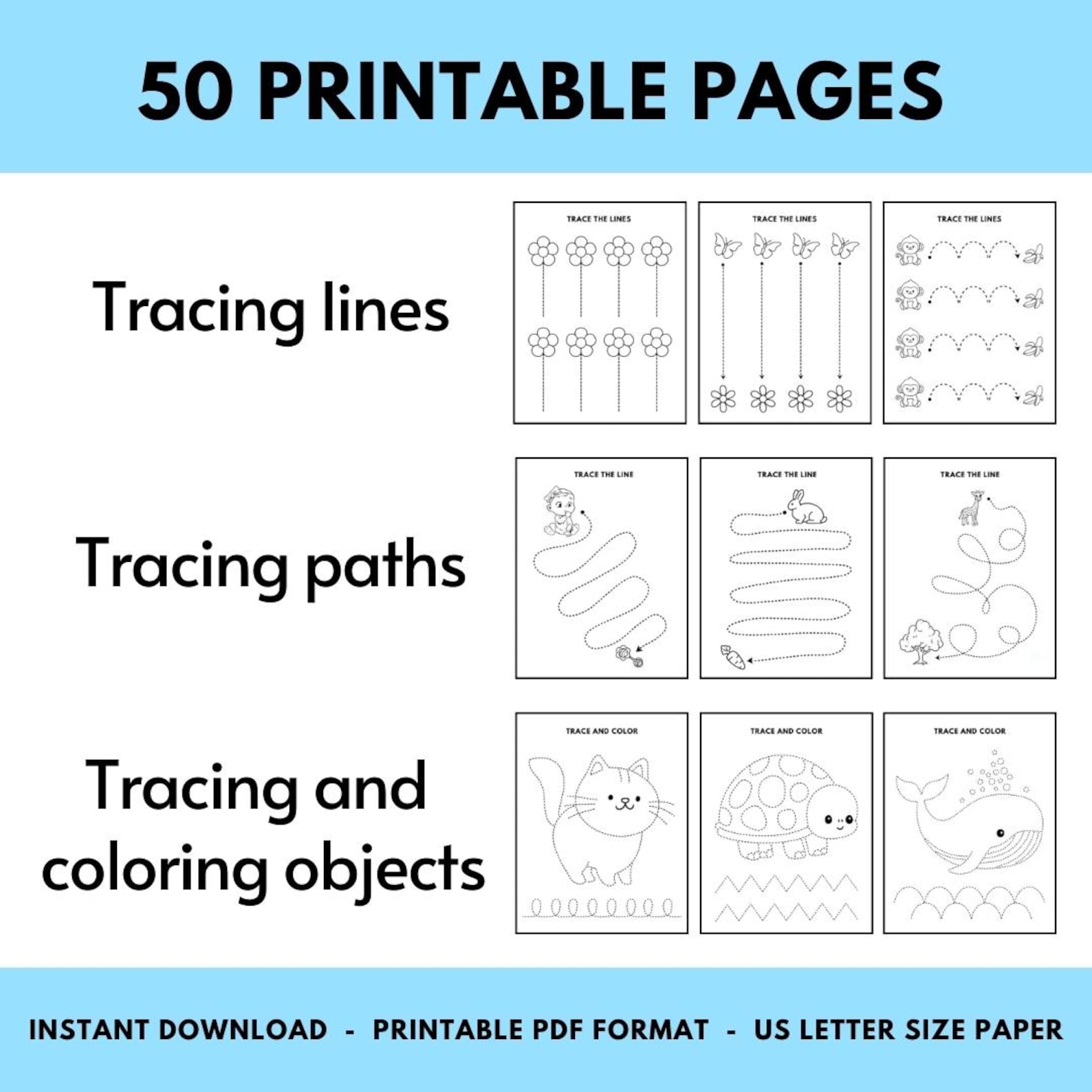 Preschool Line Tracing Worksheets, Line Trace Page Printable ...