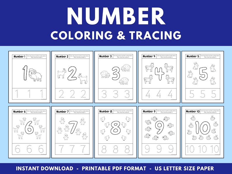 Printable Number Coloring Pages, Number Coloring Worksheet Activity ...