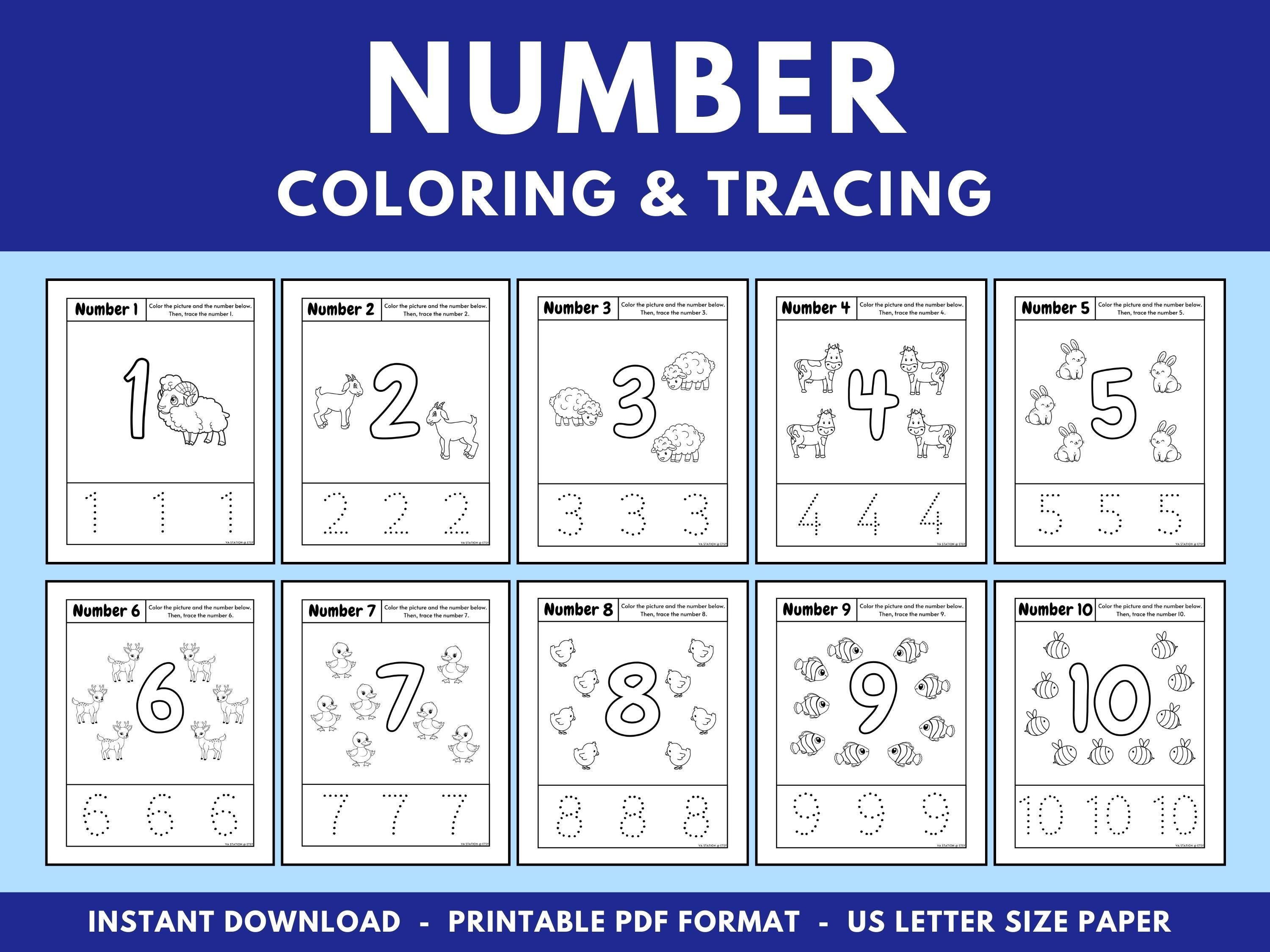 Printable Number Coloring Pages, Number Coloring Worksheet Activity ...