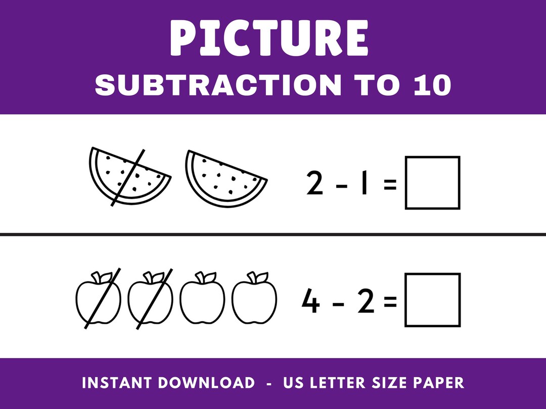 Kindergarten Math Worksheets, Picture Subtraction, Subtraction ...