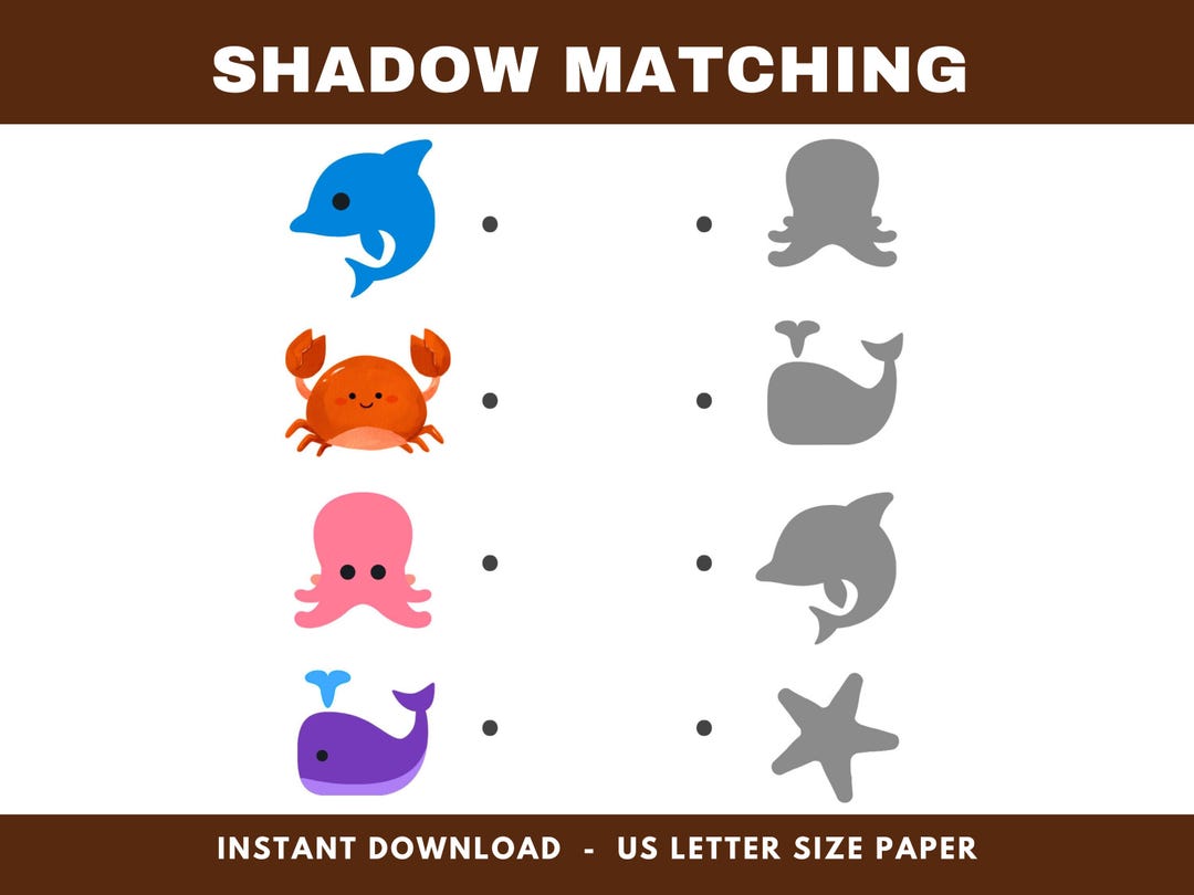 Printable Shadow Matching, Shadow Matching Activity, Shadow Matching ...
