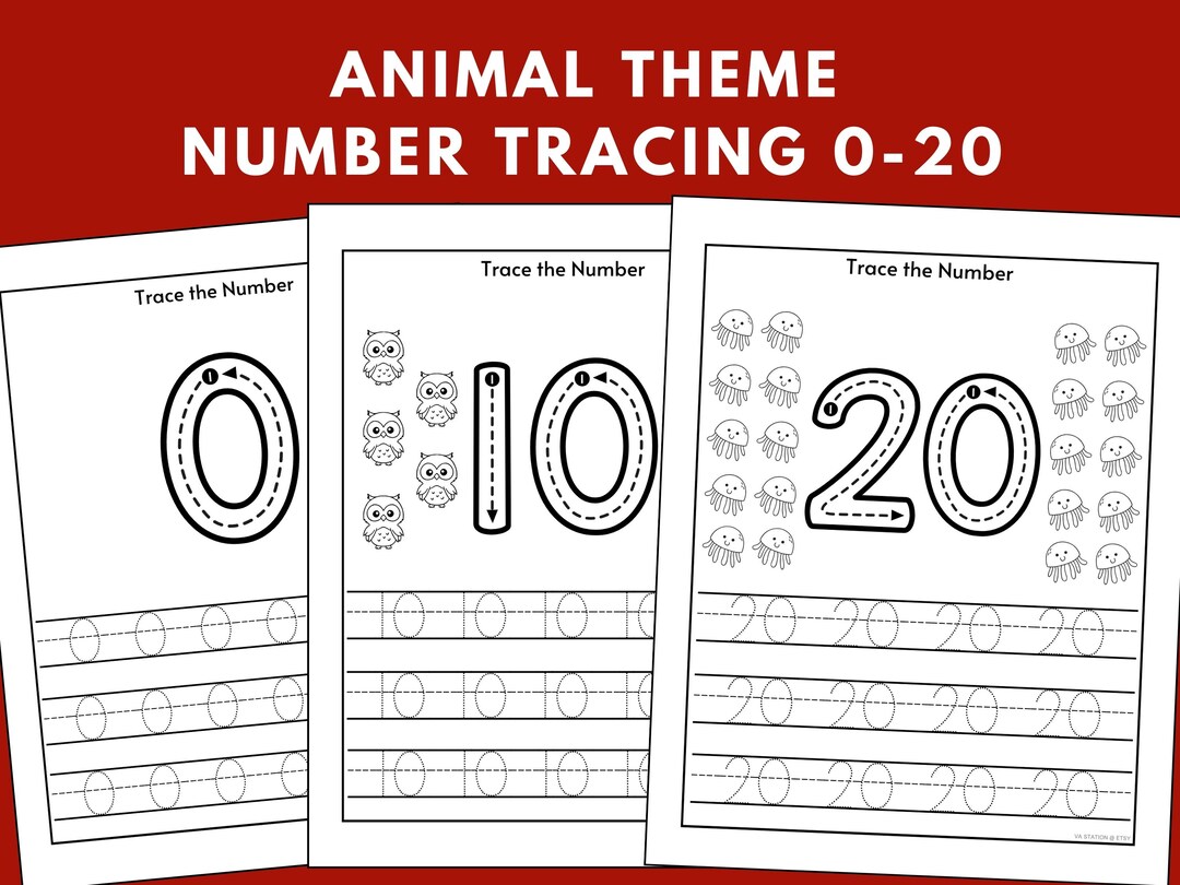 20 Number Tracing Worksheets, Trace Numbers, Preschool Worksheets, 0-20 ...
