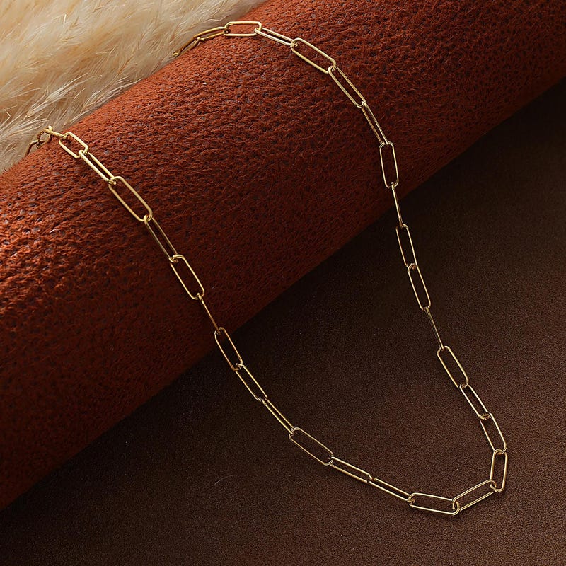 Solid Gold Paperclip Necklace - Etsy