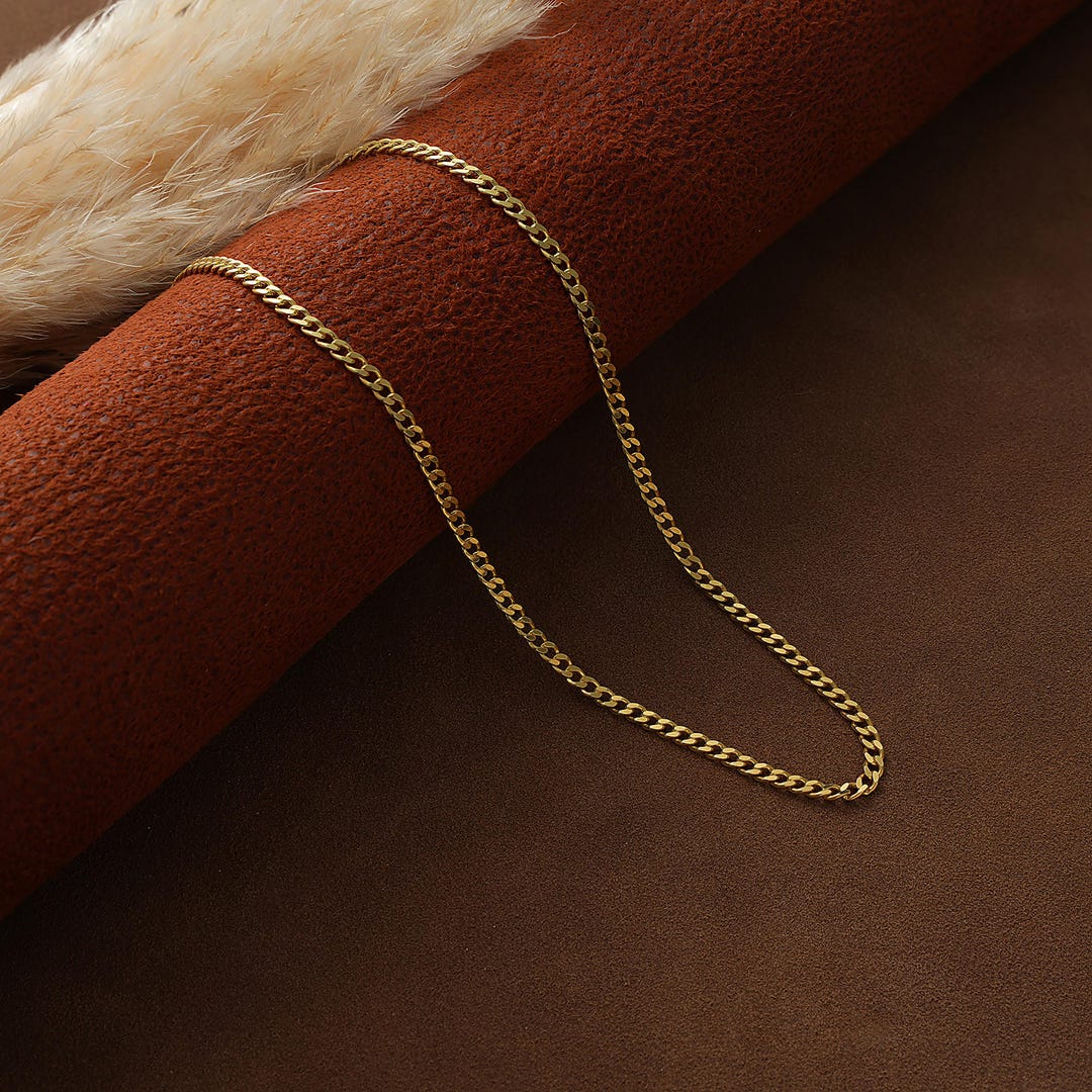 14K Gold Thick Cuban Chain Necklace , Curb Chain Necklace , Gold Chain ...