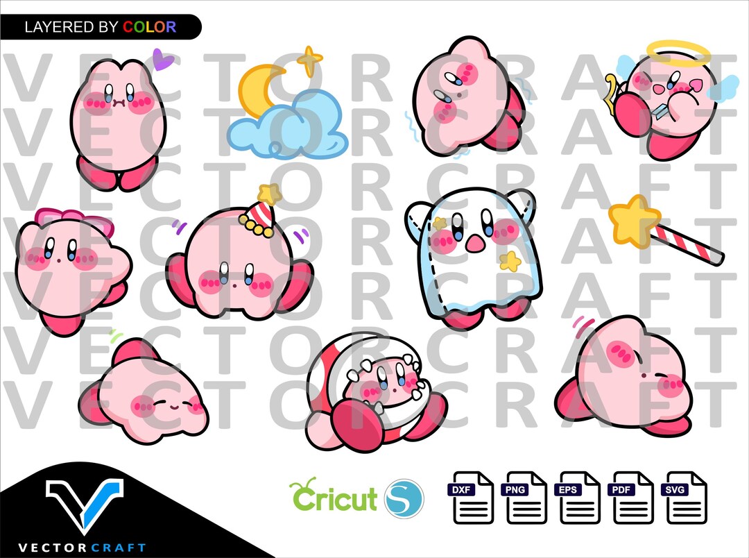 Adorable Kirby Pack | Svg, Eps, Pdf, Png, Dxf Files for Cricut - Etsy