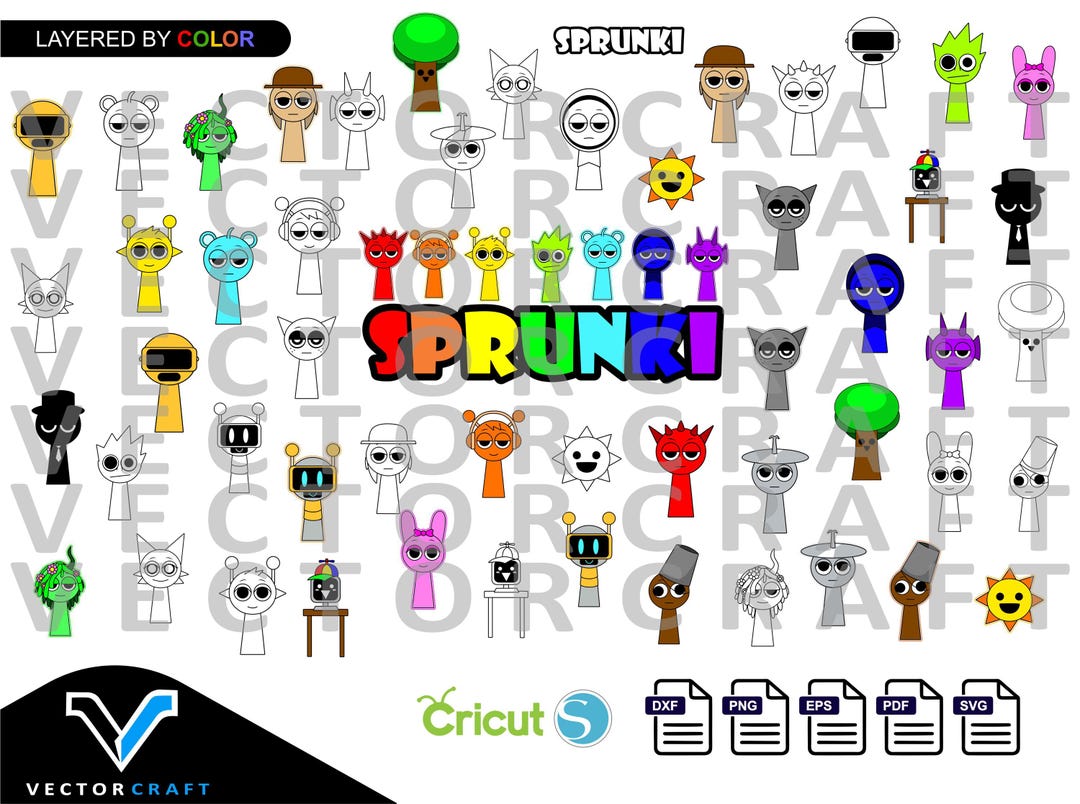 Sprunkis Funny Characters Pack | Svg, Eps, Pdf, Png, Dxf Files for ...