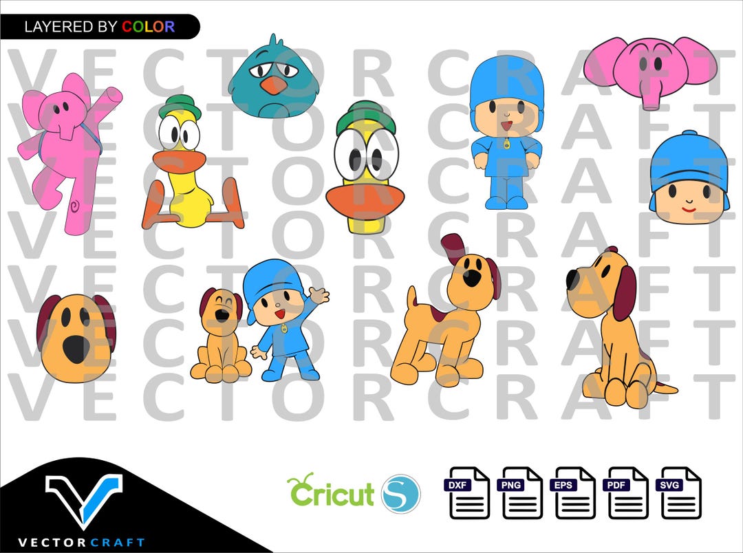 Pocoyo and Friends Pack Svg, Eps, Pdf, Png, Dxf, Cricut Files - Etsy