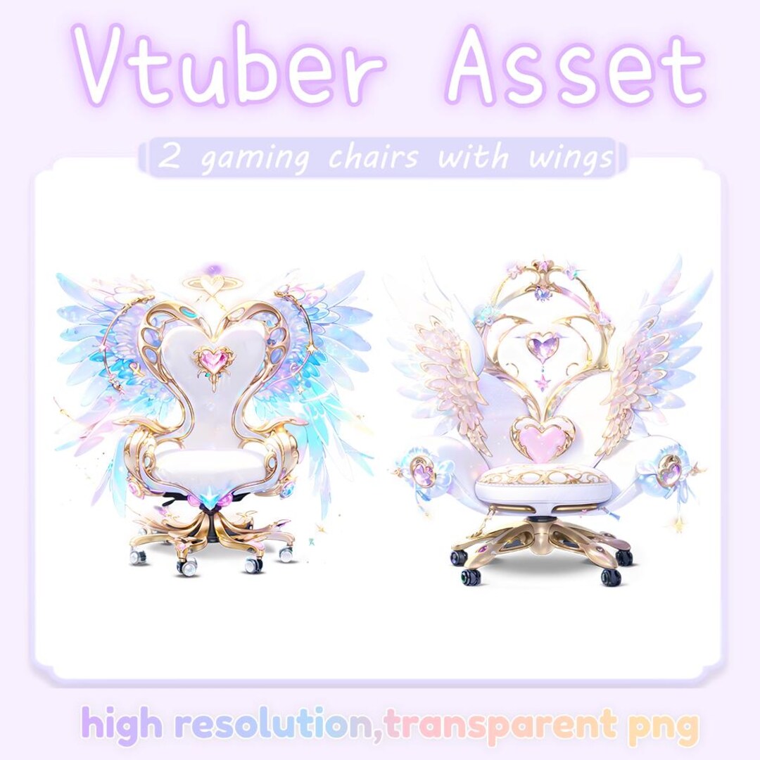 Vtuber Gaming Chairs With Wings | Stream Decorations for Vtube Studio ...