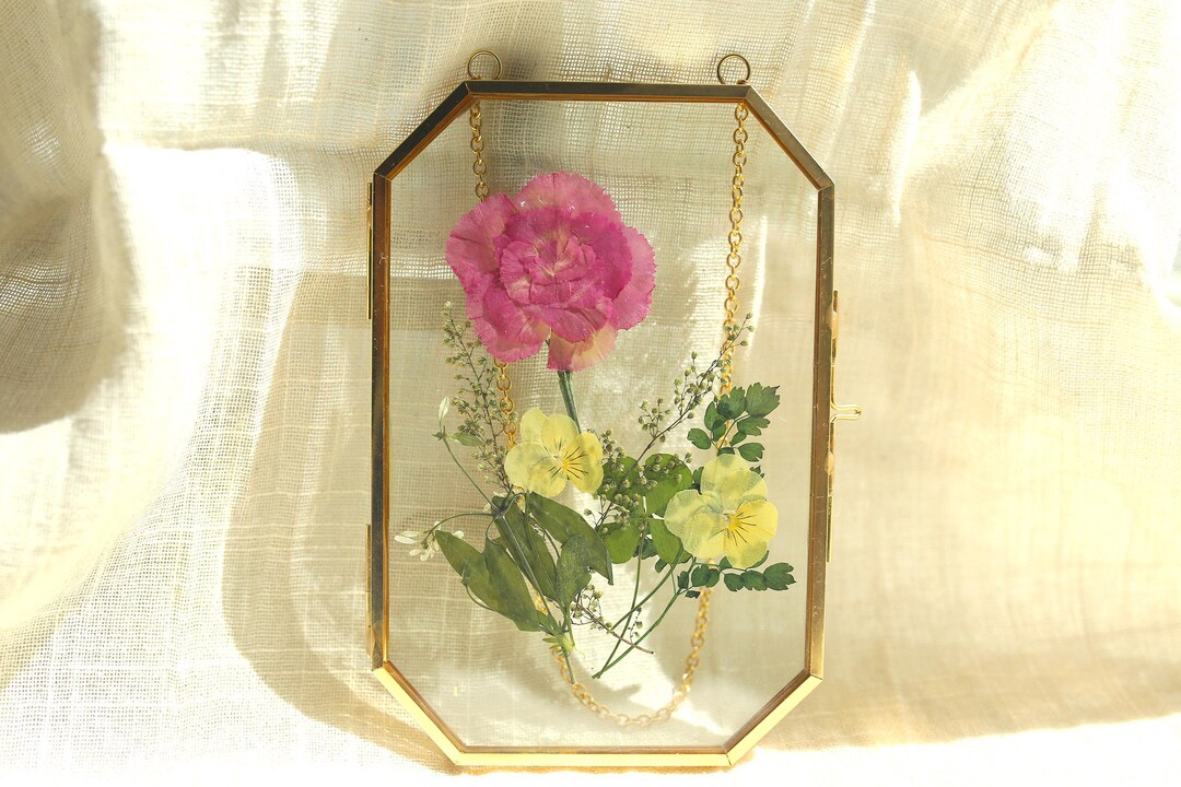 Flower Frame – Real Carnation & Pansy Art, Pressed Flower Gift for Mom ...