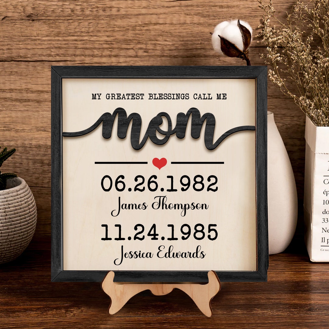 Personalized Mom Sign With Kid Names, Mothers Day Gift for Mom and ...