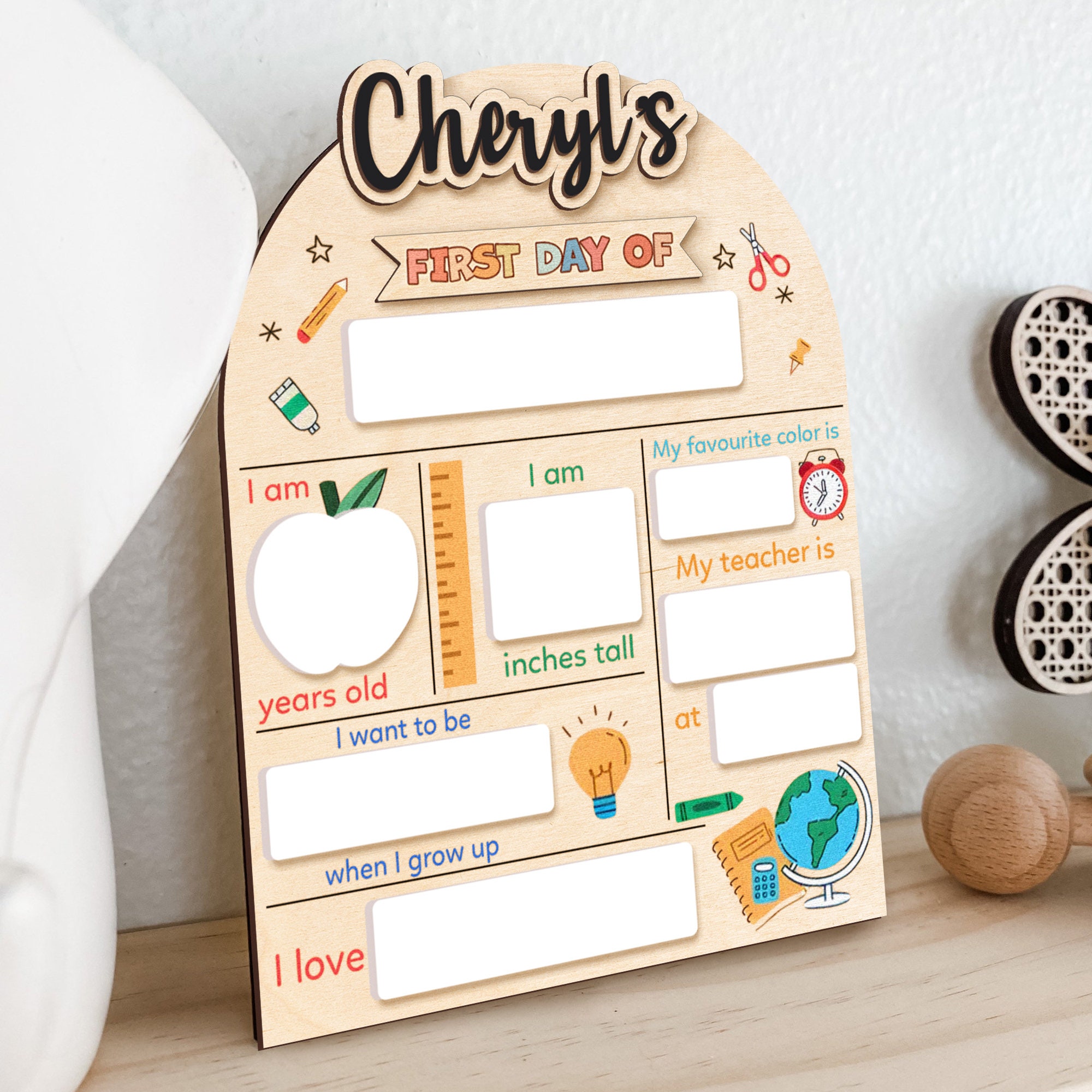 Custom First Day at School Sign, Personalized Wooden School Board, Back ...