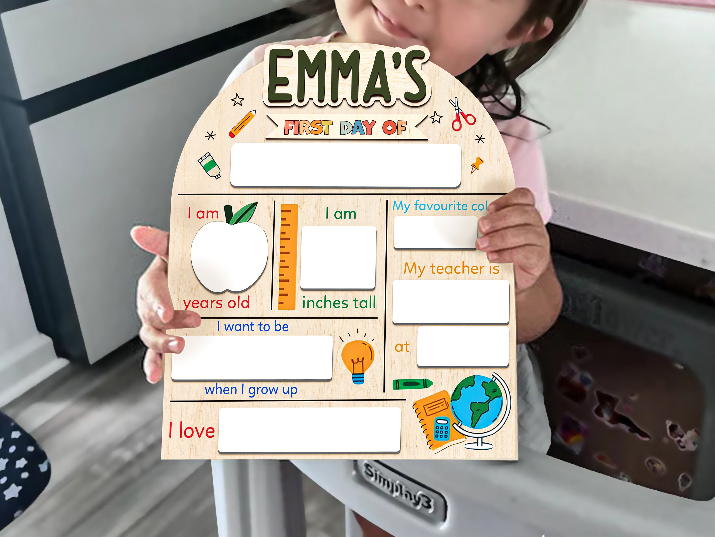 Custom First Day at School Sign, Personalized Wooden School Board, Back ...