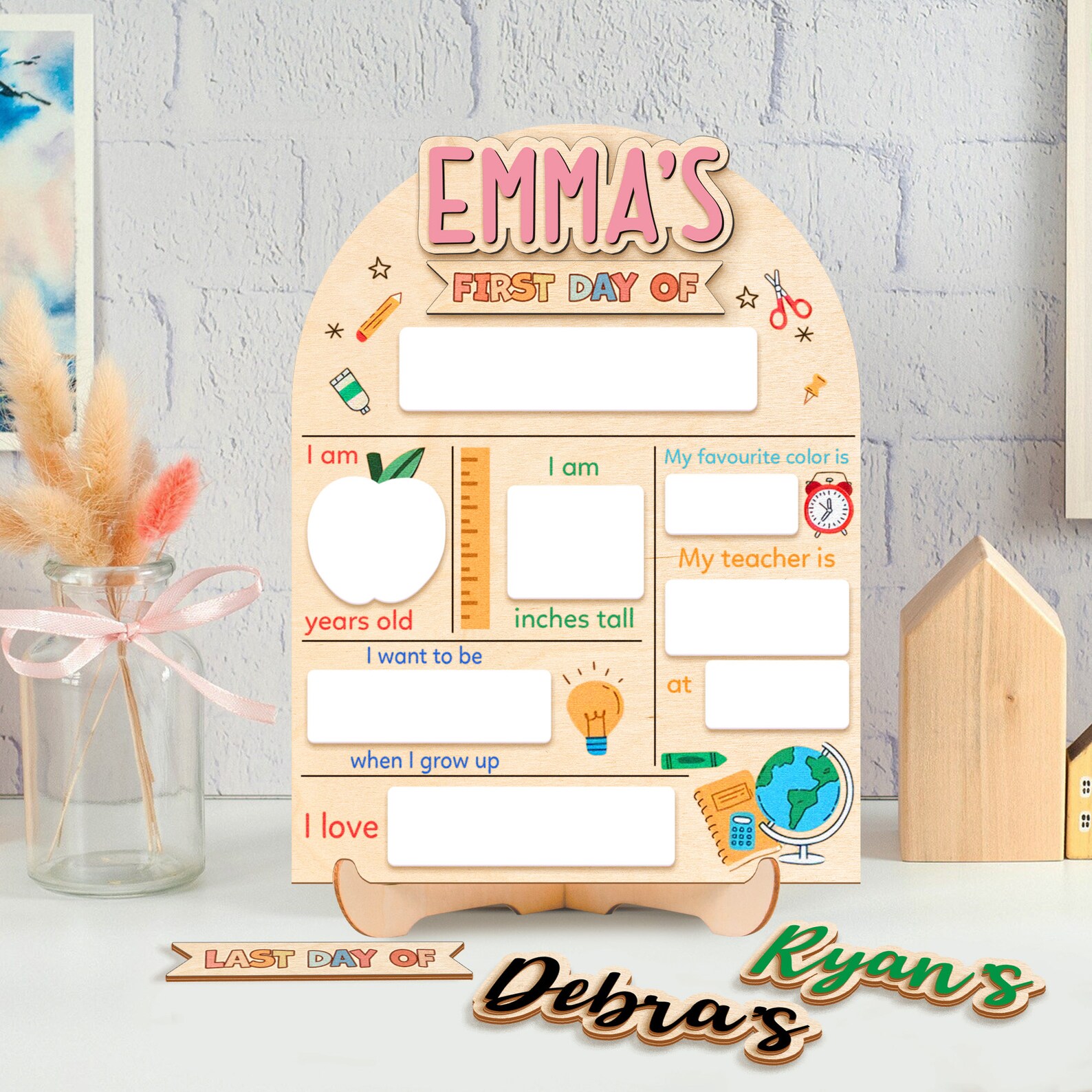 Custom First Day at School Sign, Personalized Wooden School Board, Back ...