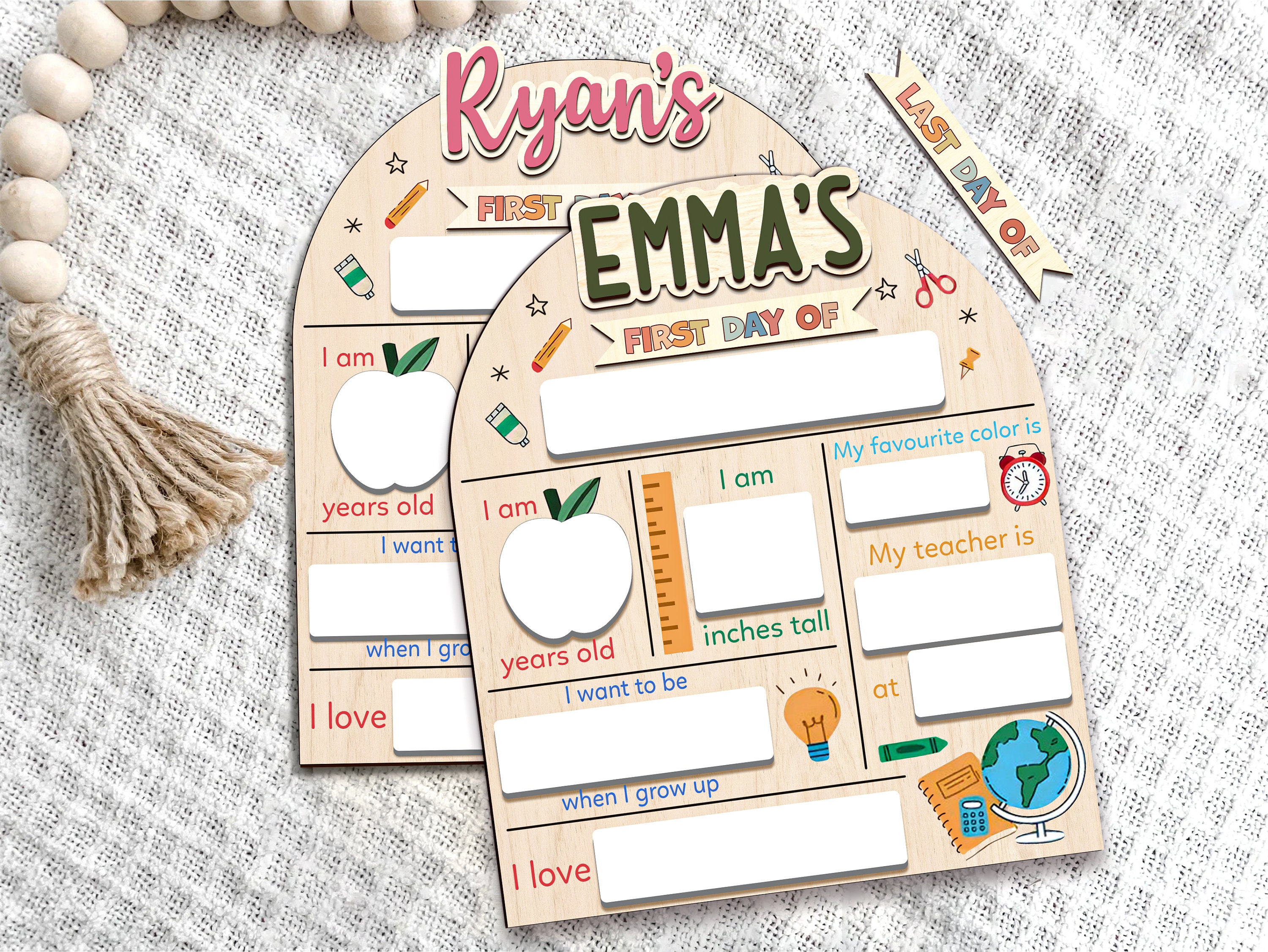 Custom First Day at School Sign, Personalized Wooden School Board, Back ...