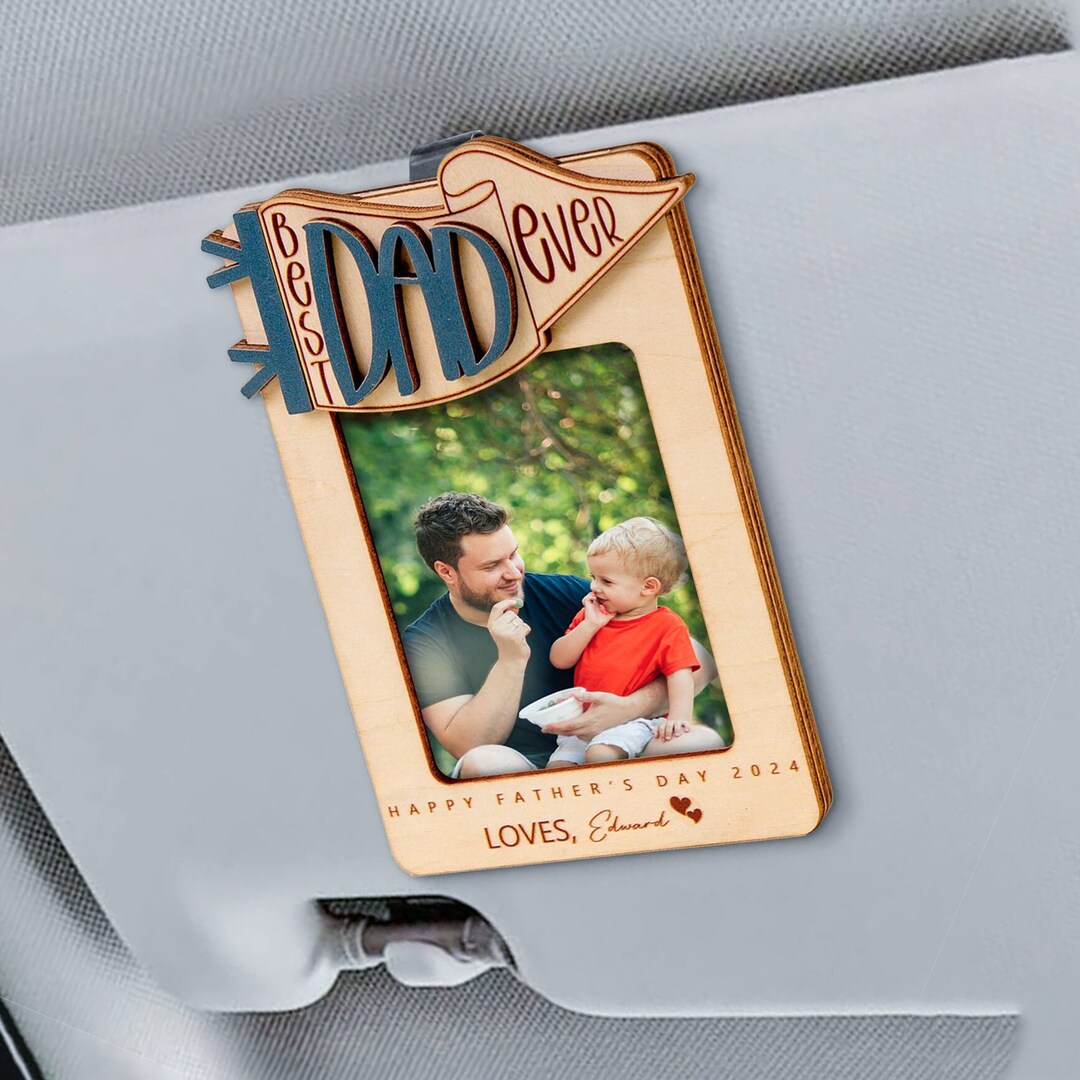 Personalized Dad Picture Frame Car Visor Clip, Custom Photo Sun Visor ...