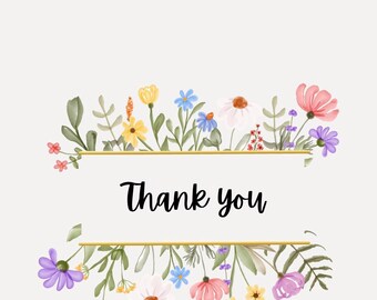 Printable Thank You Card Roses Thank You Card Print at Home Thanks Card Thank You Card for Her ...