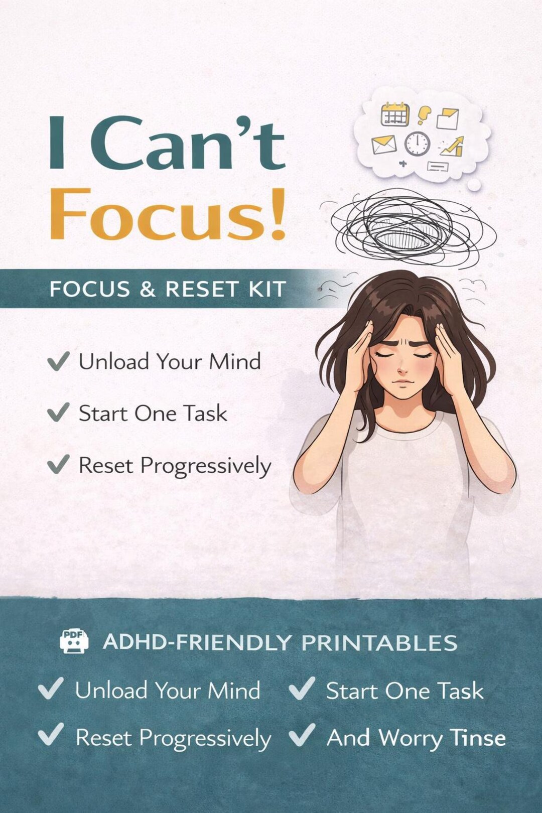 I Can’t Focus Today ADHD Reset Printable, Overwhelmed Reset Kit, Brain ...