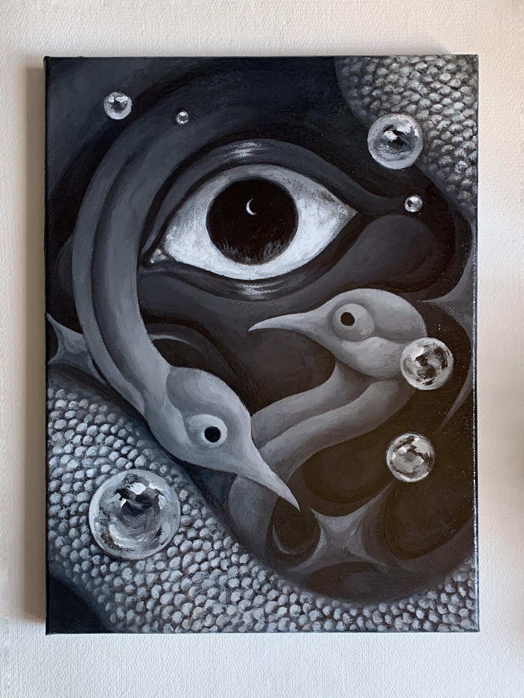 Original "birds of the Void" Acrylic Painting, Dark Surreal Eye Art ...