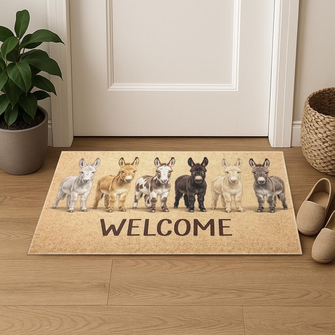 Donkey Doormat Welcome Mat, Farm Animal Door Mat, Rustic Farmhouse ...